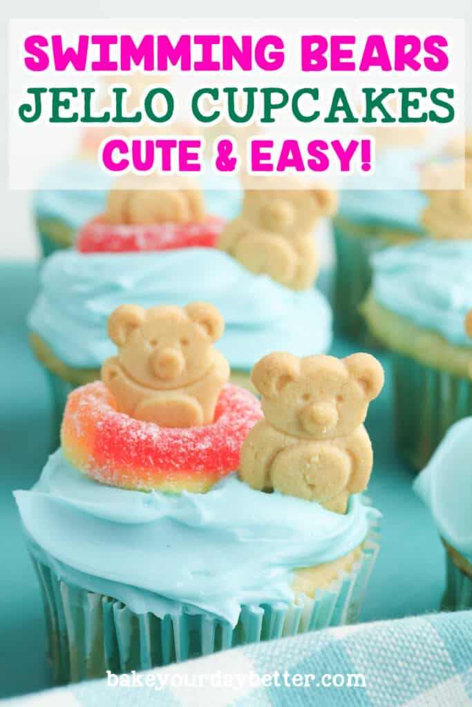Make a Splash! Swimming Bears Poke Cake Cupcakes - bake your day better